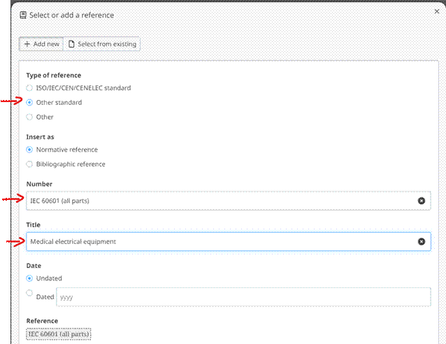 Adding references in the normative references & bibliography clauses